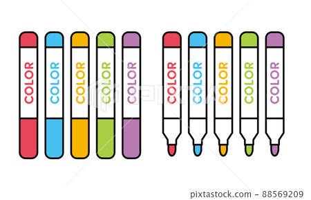 Illustration material of color marker of thin... - Stock Illustration ...