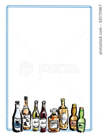 Frame with hand-drawn illustration of alcohol... - Stock Illustration ...