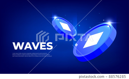 Waves coin banner. WAVES coin cryptocurrency... - Stock Illustration ...