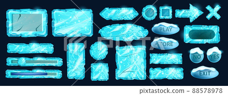 Ice game button vector set, frozen winter UI... - Stock Illustration ...