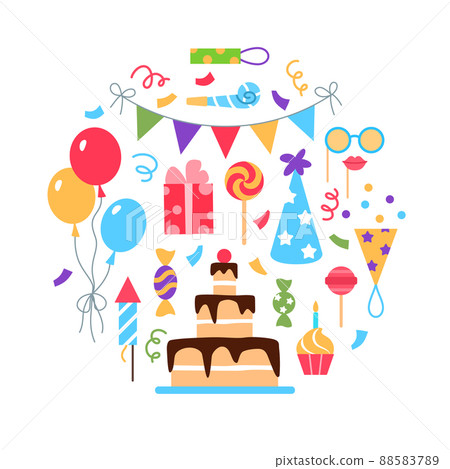 Event service or birthday party circle concept... - Stock Illustration ...