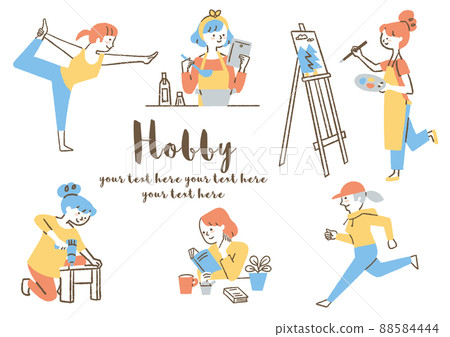 Women who enjoy hobbies_set_color - Stock Illustration [88584444] - PIXTA