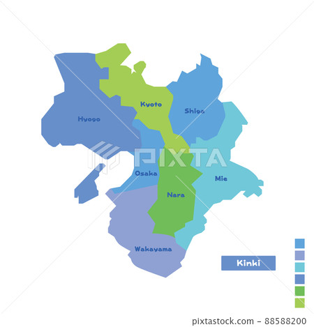 Map of Japan / Map of Japan Kinki region Rainy... - Stock Illustration ...