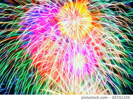 3d illustration of colorful fireworks - Stock Illustration [88592209 ...