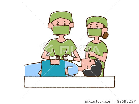 Male undergoing surgery Comical handwritten... - Stock Illustration ...