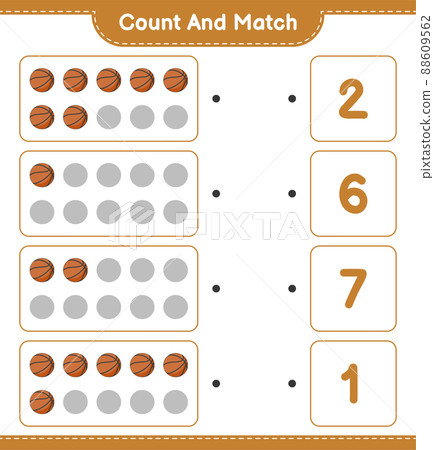 Count and match, count the number of Basketball... - Stock Illustration ...