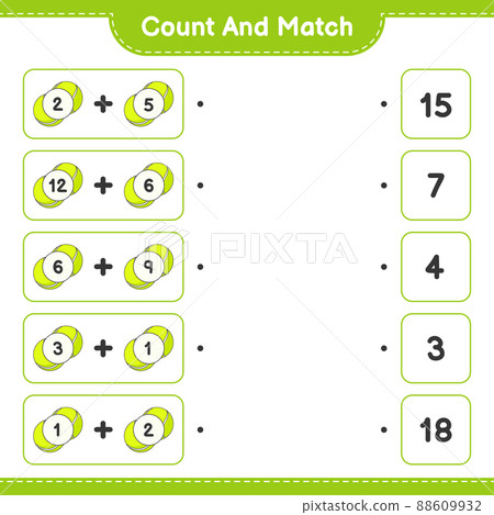 Count and match, count the number of Tennis... - Stock Illustration ...