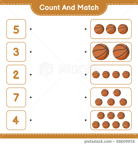 Count and match, count the number of Basketball...-插圖素材 [88609958 ...