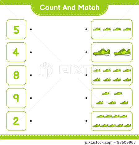 Count and match, count the number of Sneaker... - Stock Illustration ...
