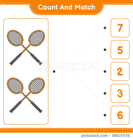 Count and match, count the number of Badminton... - Stock Illustration ...