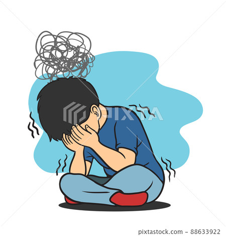 Sad boy vector - Stock Illustration [88633922] - PIXTA