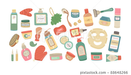 Vector set of cosmetics for face and body care.... - Stock Illustration ...