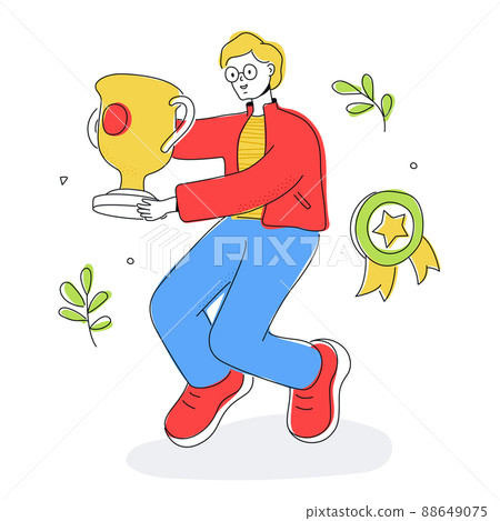 Win the competition - colorful flat design... - Stock Illustration ...