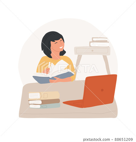 Reading virtual camp isolated cartoon vector... - Stock Illustration ...