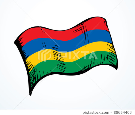 Flag of Mauritius. Vector drawing icon - Stock Illustration [88654403 ...