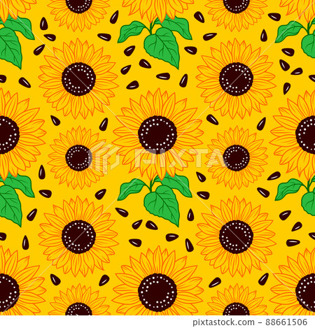 Sunflowers pattern seamless, Bright repeating... - Stock Illustration ...