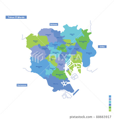 Map of Tokyo's special wards and Tokyo's 23... - Stock Illustration ...