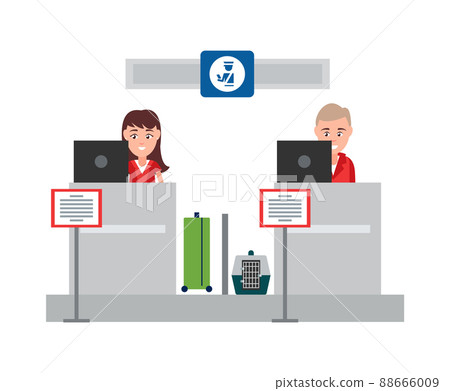 Passport Control Counter, Vector Illustration - Stock Illustration ...
