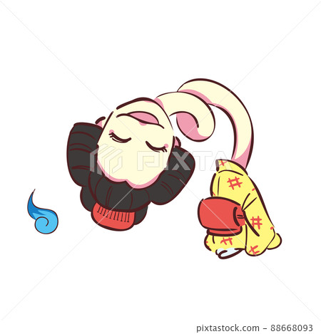 Youkai Rokurokubi in a yellow kimono - Stock Illustration [88668093 ...