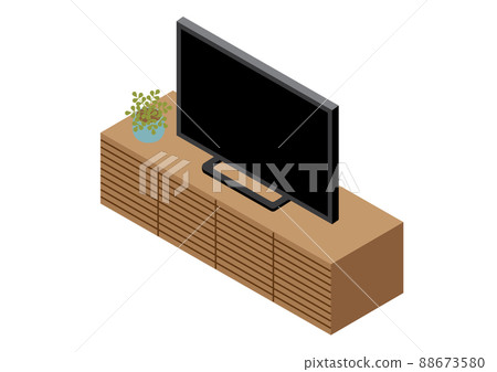 Isometric_TV and TV stand - Stock Illustration [88673580] - PIXTA
