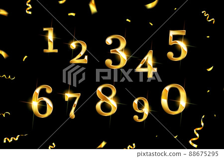 Set of Elegant Gold numbers. - Stock Illustration [88675295] - PIXTA