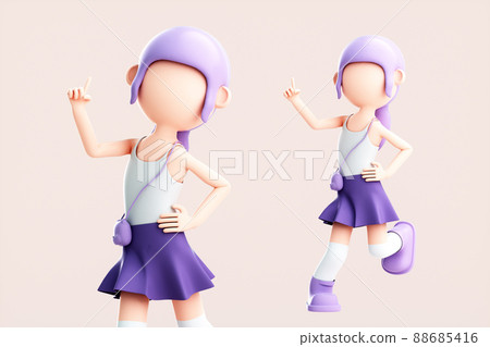 3D rendering of cute cartoon girl - Stock Illustration [88685416] - PIXTA