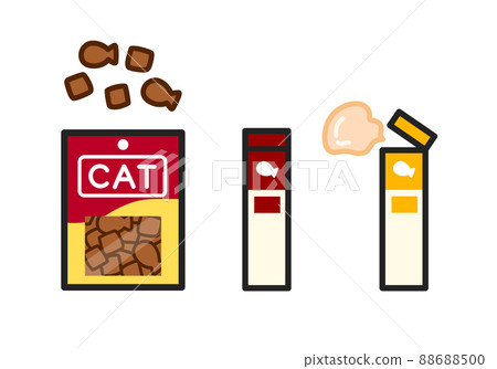 Cat snack set illustration - Stock Illustration [88688500] - PIXTA