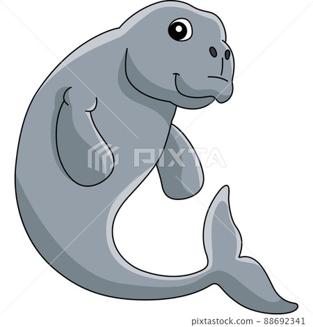 Dugong Animal Cartoon Colored Clipart Illustration - Stock Illustration ...