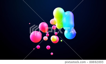 3d render. Spheres or balls merge like liquid... - Stock Illustration [88692893] - PIXTA