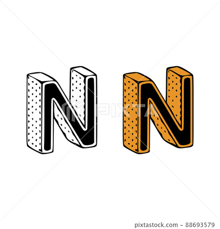 Isometric letter n doodle vector illustration... - Stock Illustration ...