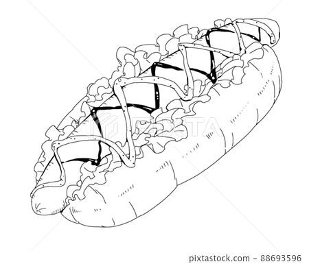 Hot dog line drawing - Stock Illustration [88693596] - PIXTA