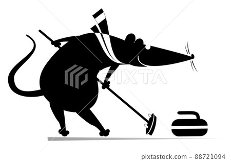 Rat or mouse plays curling isolated... - Stock Illustration [88721094 ...