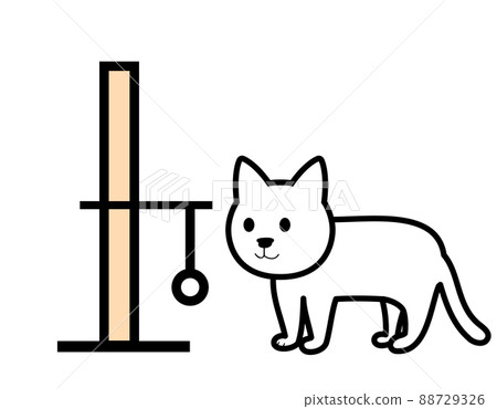 Cat tree and white cat icon - Stock Illustration [88729326] - PIXTA