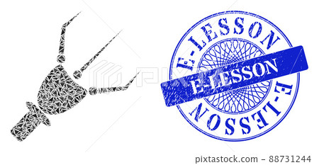 Scratched E-Lesson Stamp Seal and Triangle... - Stock Illustration ...