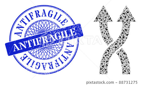 Scratched Antifragile Seal and Triangle Shuffle... - Stock Illustration ...