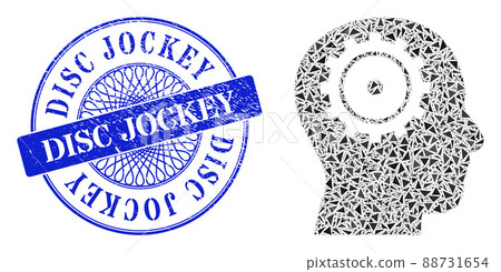 Grunge Disc Jockey Stamp and Triangle Intellect... - Stock Illustration ...