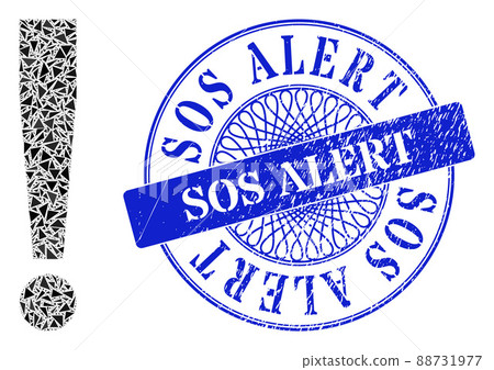 Scratched Sos Alert Stamp Seal and Triangle... - Stock Illustration ...