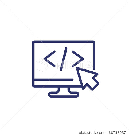 coding line icon with code on screen - Stock Illustration [88732987 ...