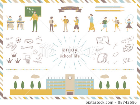 School life illustration material collection - Stock Illustration ...