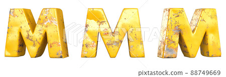 Letter M from alphabet set of metallic yellow... - Stock Illustration ...