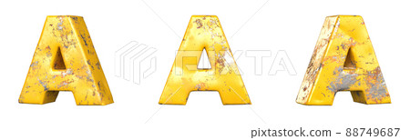 Letter A from alphabet set of metallic yellow... - Stock Illustration ...