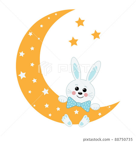 hare on the moon, color isolated vector... - Stock Illustration ...