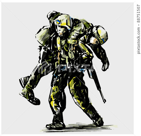 Sketch of Ukraine army at battlefield hand draw - Stock Illustration ...