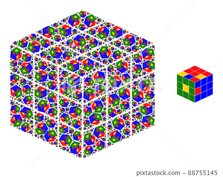 Puzzle Cube Recursion Mosaic of Puzzle Cube Icons - Stock Illustration ...