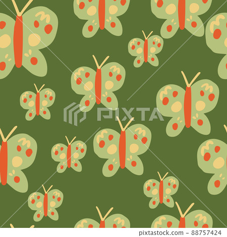 Cute butterfly seamless pattern. Doodle flying... - Stock Illustration ...
