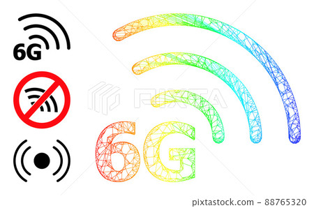 Rainbow Gradient Net Mesh 6G Internet Icon - Stock Illustration ...