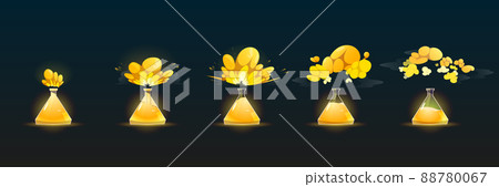 Stages of chemical reaction in lab flask - Stock Illustration [88780067 ...