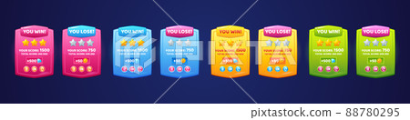 Game ui interface boards with win and lose-插圖素材 [88780295] - PIXTA圖庫