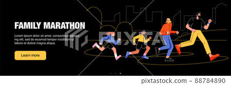 Family marathon web banner, invitation to run - Stock Illustration ...