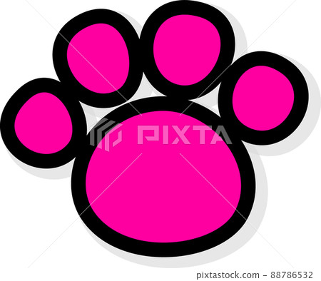 Pink dog footprints with black border - Stock Illustration [88786532 ...